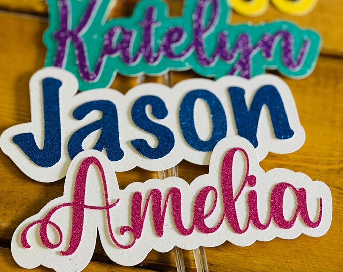 Happy Birthday Cake Topper, Custom Cake Topper, Glitter Happy Birthday ...