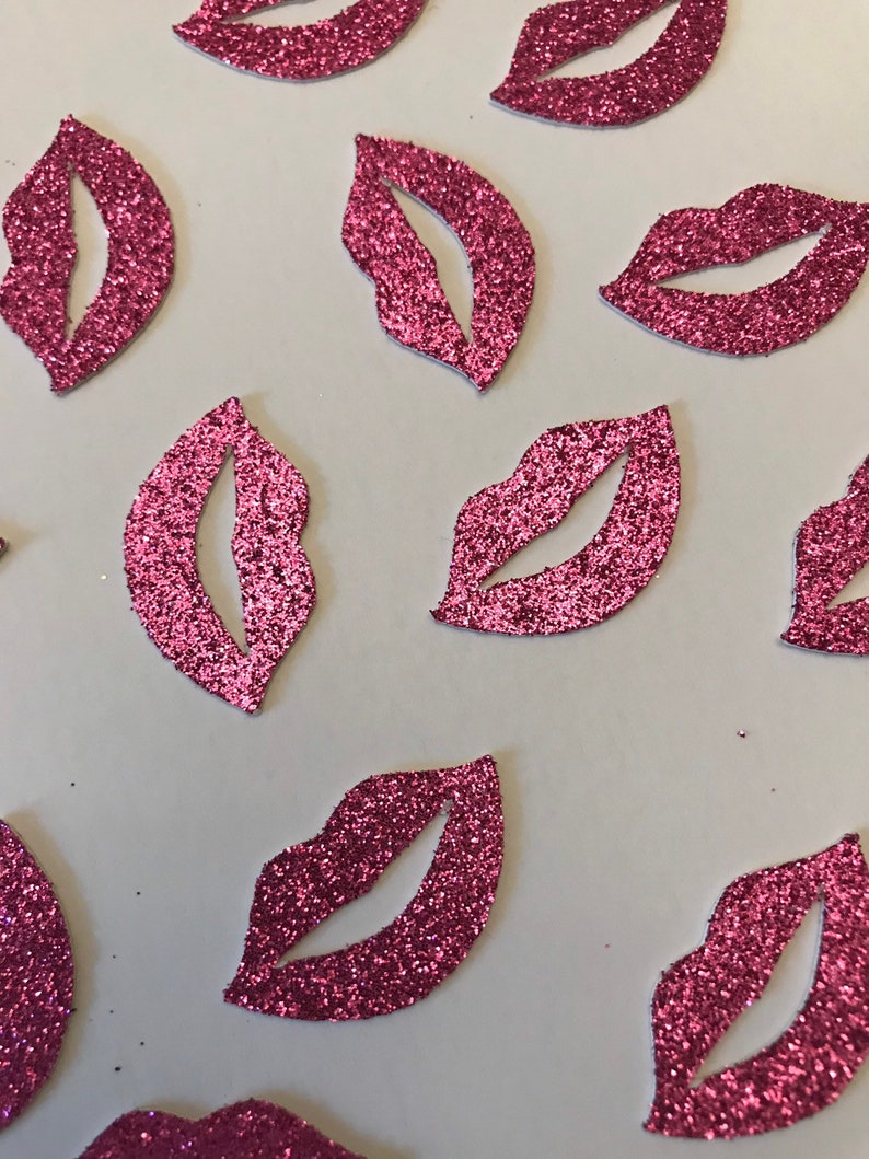 Lip Pink Glitter Confetti, Kiss Confetti, Glitter Lip Confetti, Pink ...