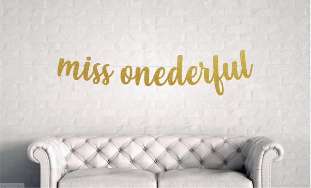 Miss Onederful Glitter Banner, Miss Onederful, First Birthday Banner ...