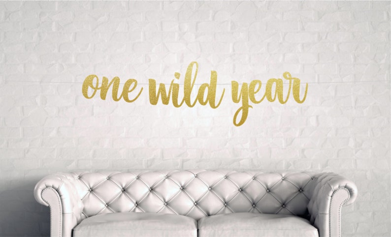 One Wild Year Banner First Birthday Sign Forest Theme Decor | Etsy