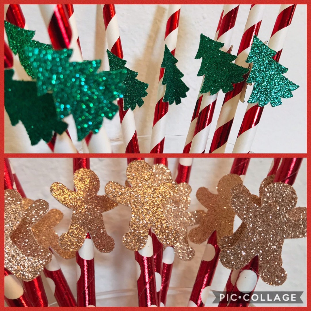 Christmas Straws, Holiday Party Straws, Paper Straws, Gingerbread Man ...