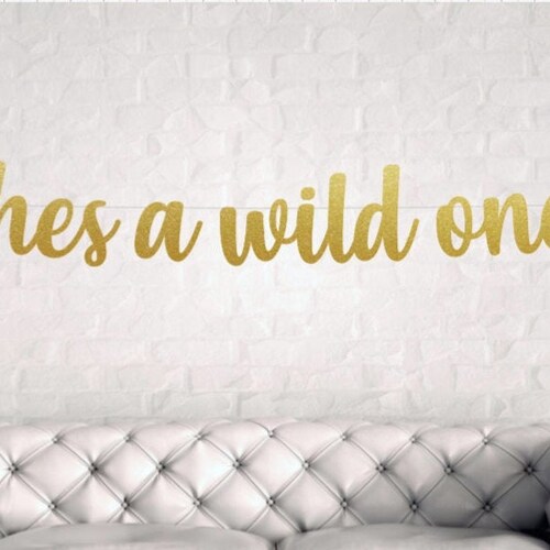 She's A Wild One Banner / Gold Glitter First Birthday Sign - Etsy