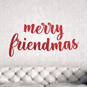 Merry Friendsmas Banner Christmas Party Decorations | Etsy