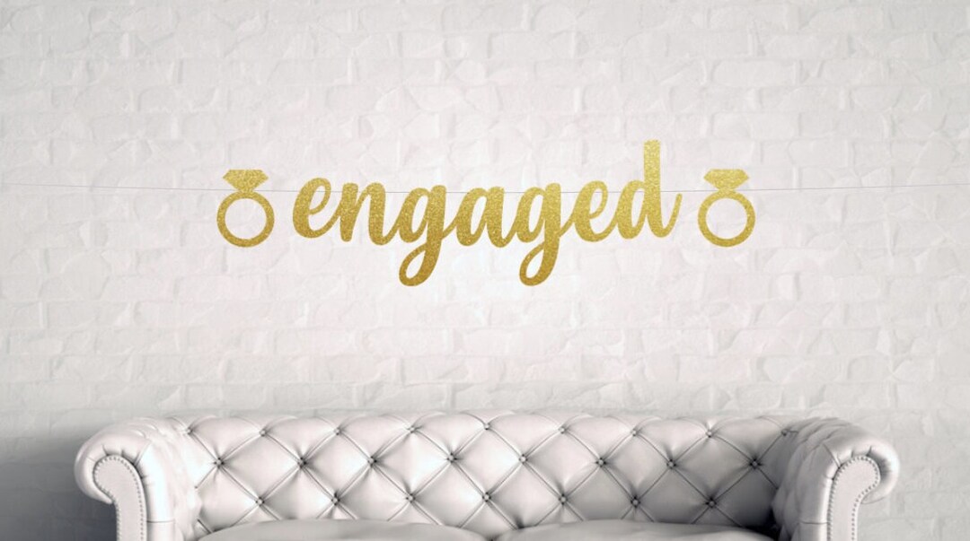 DIY Glitter Engagement Banner: Cursive Letters, Photo Prop - Etsy