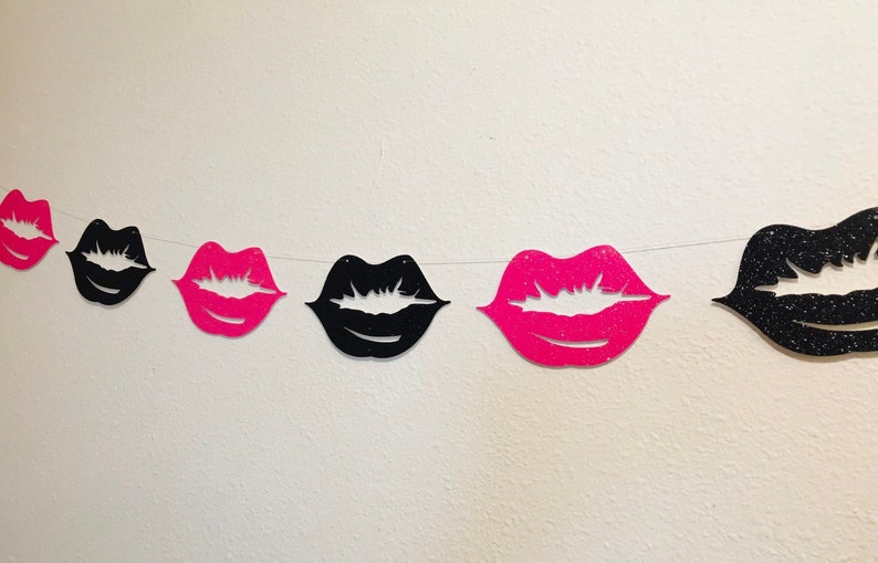 Glitter Lips Banner, Bachelorette Party, Bridal Shower, Party Banner ...
