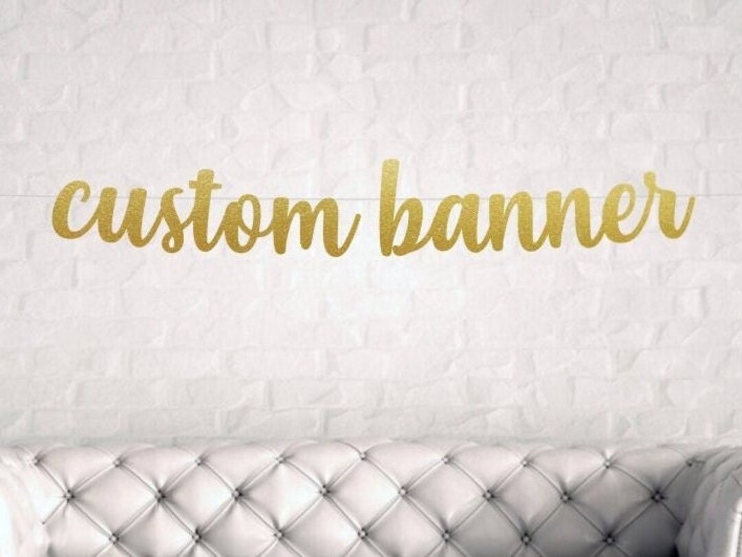 Custom Cursive Gold Glitter Banner Personalized Script - Etsy