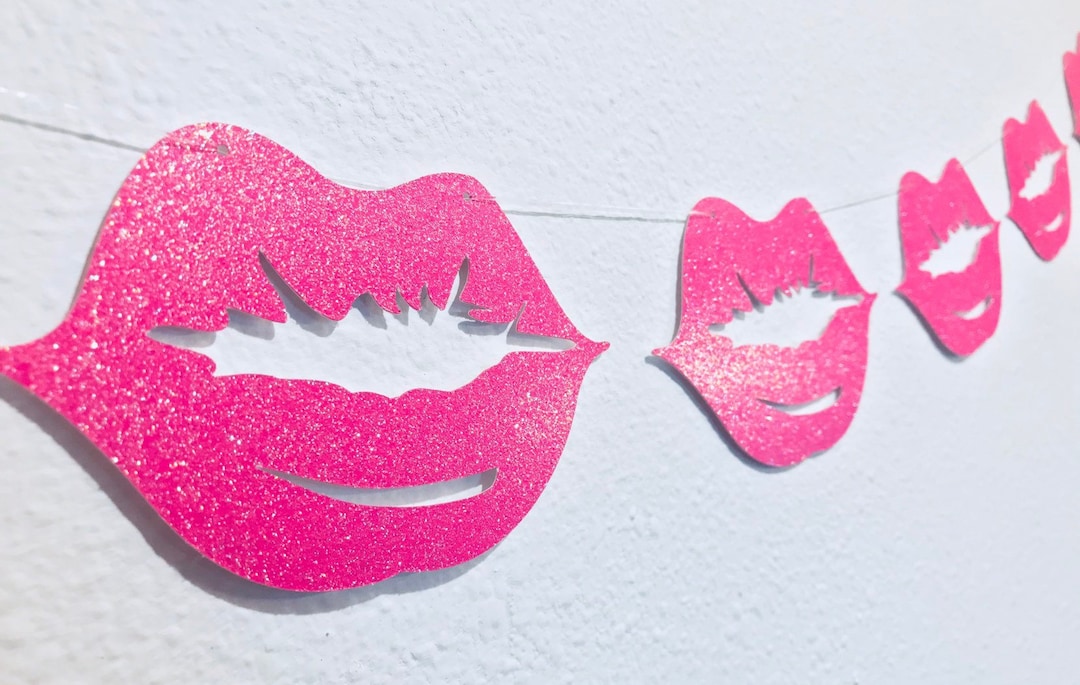 Glitter Lips DIY Banner: Bachelorette, Bridal Shower Party Decoration ...