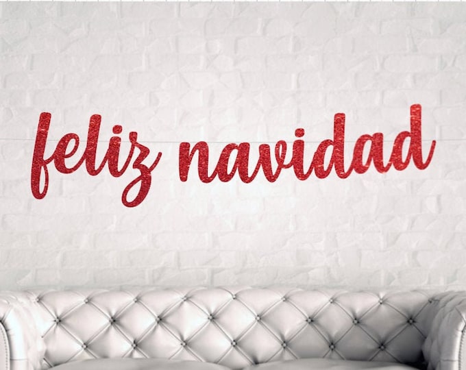 Feliz Navidad Xmas Banner, Feliz Navidad Banner, Spanish Christmas ...