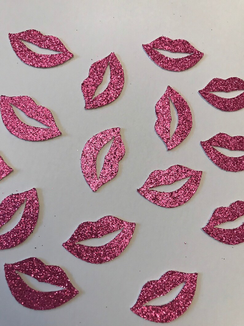 Lip Pink Glitter Confetti, Kiss Confetti, Glitter Lip Confetti, Pink ...