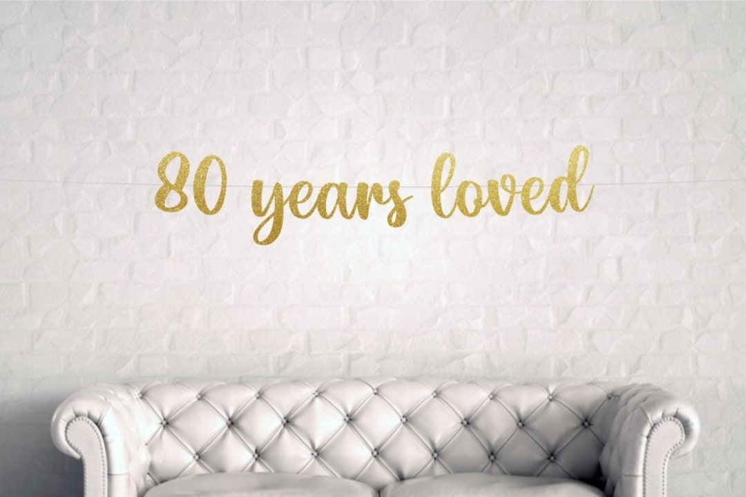 DIY Glitter 80th Birthday Banner: Gold Cursive Letters - Etsy