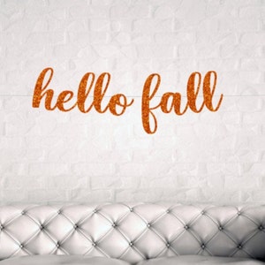 Hello Fall Sign, Hello Fall Banner, Hello Fall Glitter Banner, Fall ...