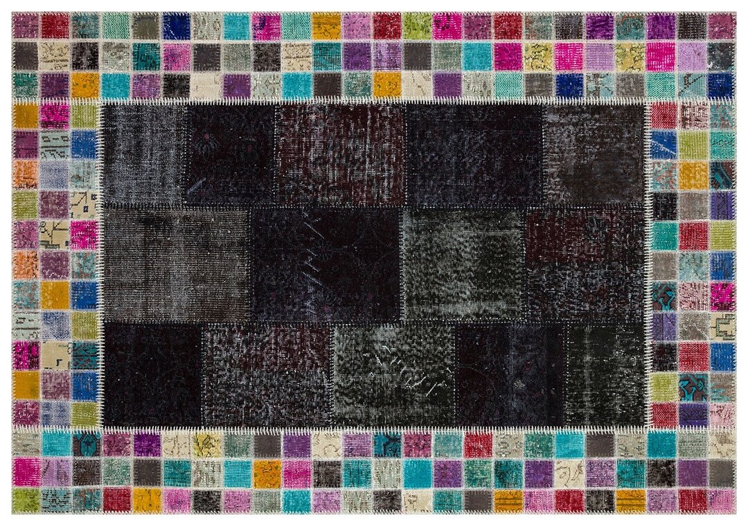 Patchwork Vintage Pop Art Handked Turkish Boho Rug Retro Wall Art ...