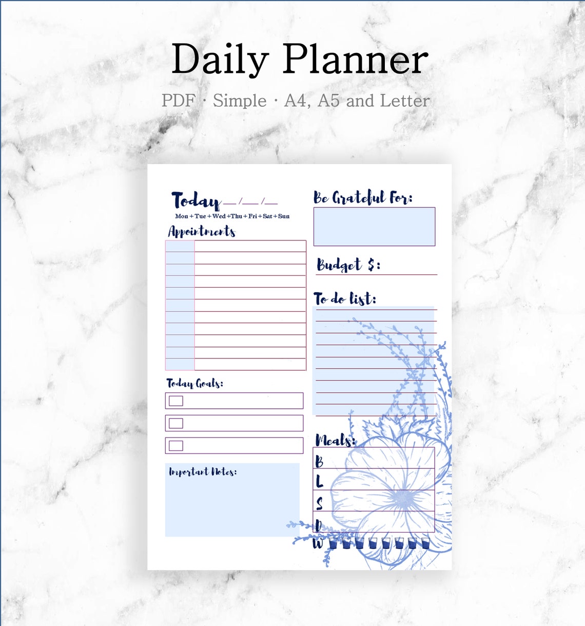 FLORAL PRINTABLE Planner Insert Bundle/monthly Budget Weekly - Etsy