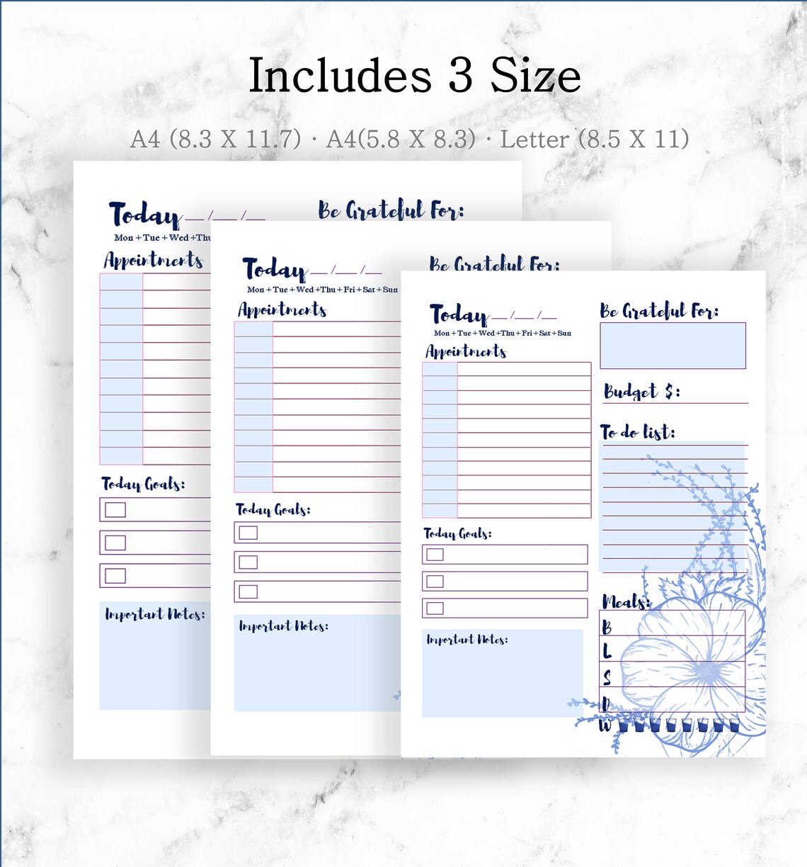 FLORAL PRINTABLE Planner Insert Bundle/monthly Budget Weekly - Etsy
