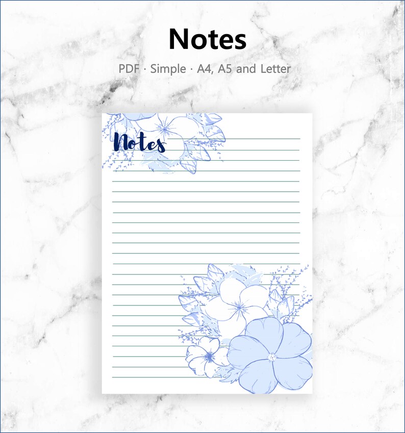 Blue FLORAL PRINTABLE Kit / Planner Insert Bundle/ Monthly Budget ...