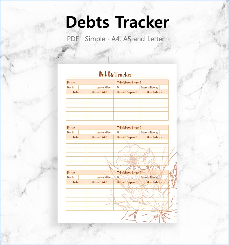 PRINTABLE Monthly Budget Bill Savings and Debts Tracker - Etsy