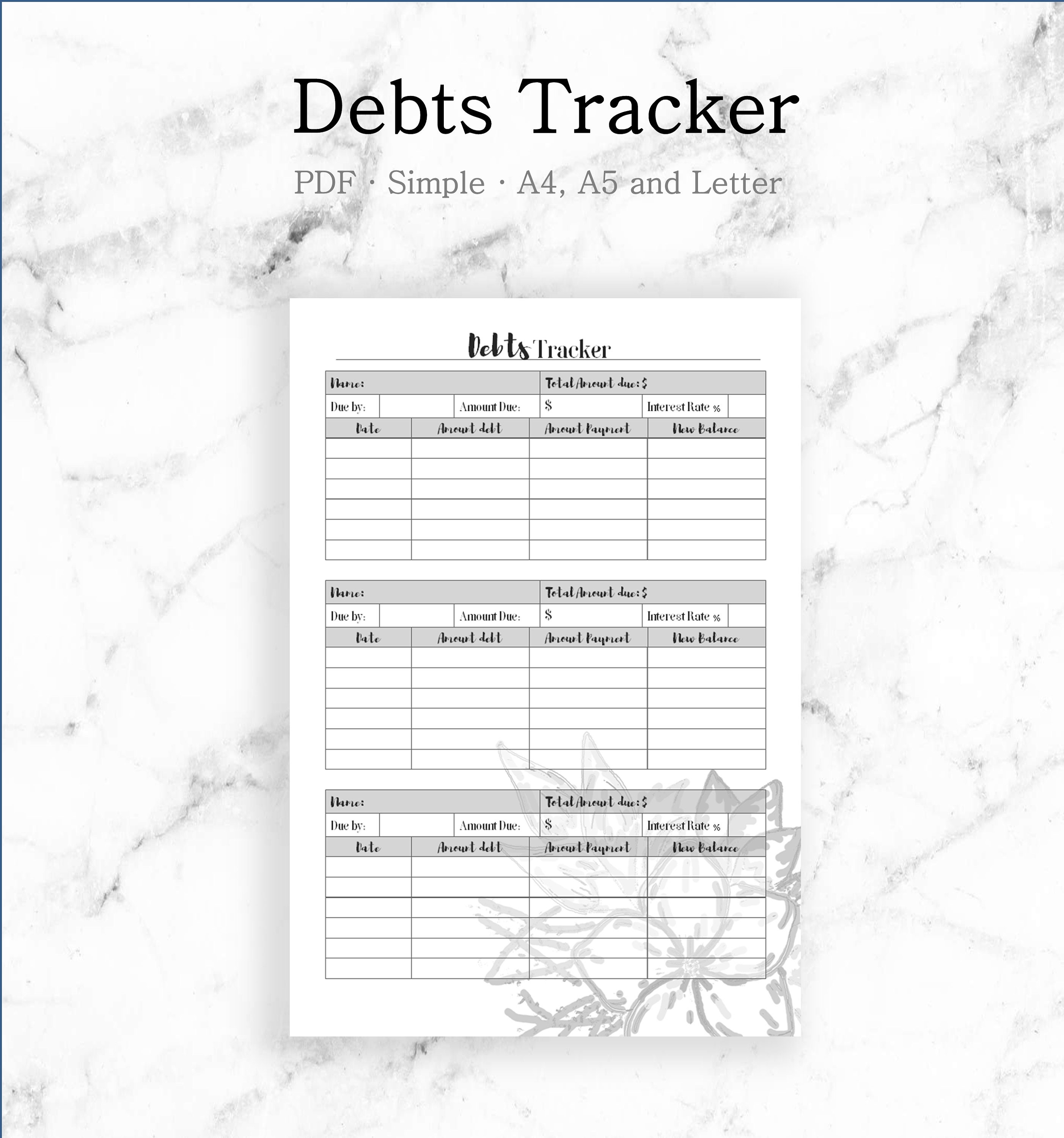 PRINTABLE Monthly Budget, Bill, Savings and Debts Tracker, Weekly ...