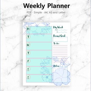 Blue FLORAL PRINTABLE Kit / Planner Insert Bundle/ Monthly Budget ...