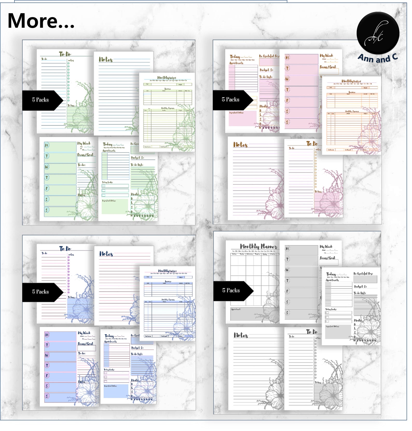 GREEN PRINTABLE Planner Insert Bundle/ Monthly Budget, Weekly Planner ...