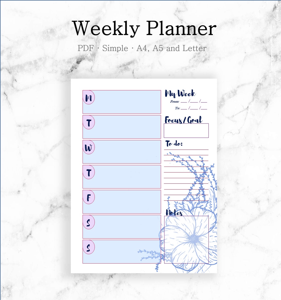 FLORAL PRINTABLE Planner Insert Bundle/monthly Budget Weekly - Etsy