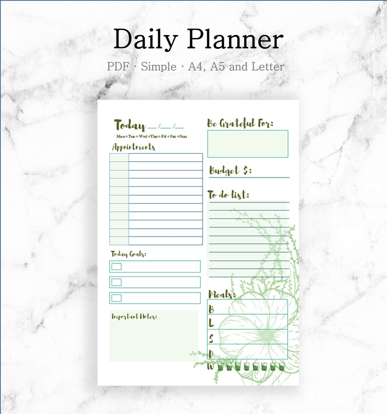 GREEN PRINTABLE Planner Insert Bundle/ Monthly Budget, Weekly Planner ...