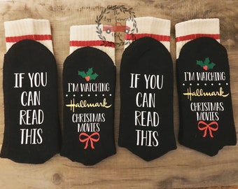 Christmas Movie Socks If You Can Read This Christmas Socks Watching ...