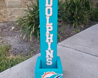 Miami Dolphins Fan Handmade Wood Sign With Metal License Plate Strips ...