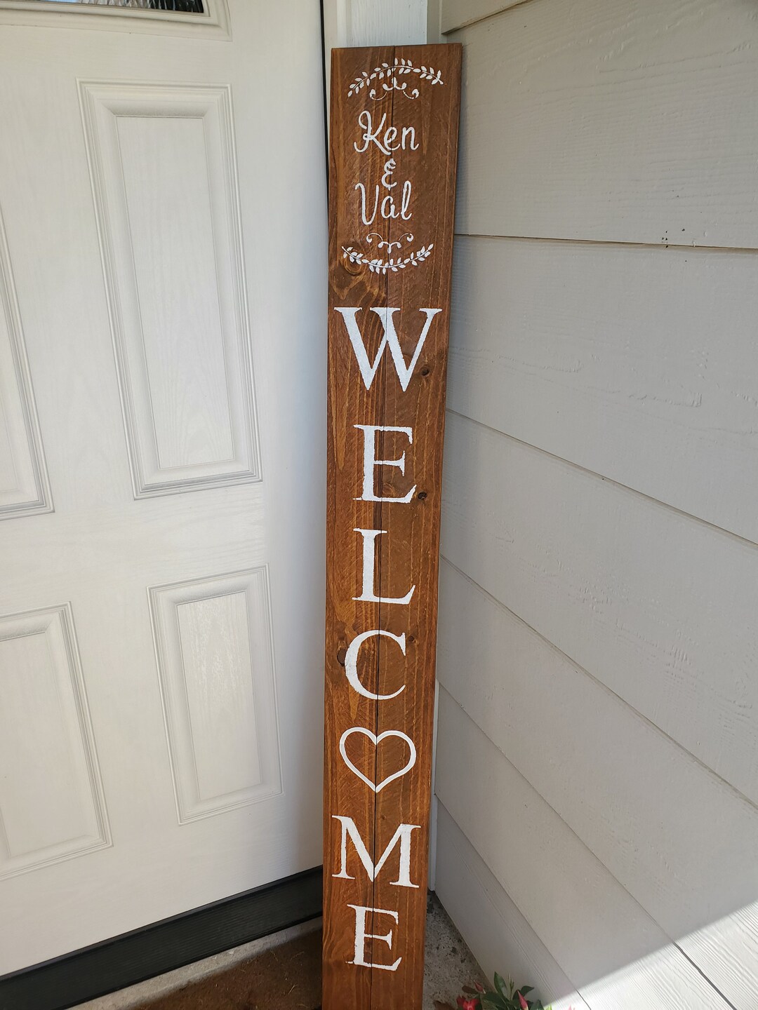 Custom Name WELCOME Front Porch Sign With Heart - Etsy
