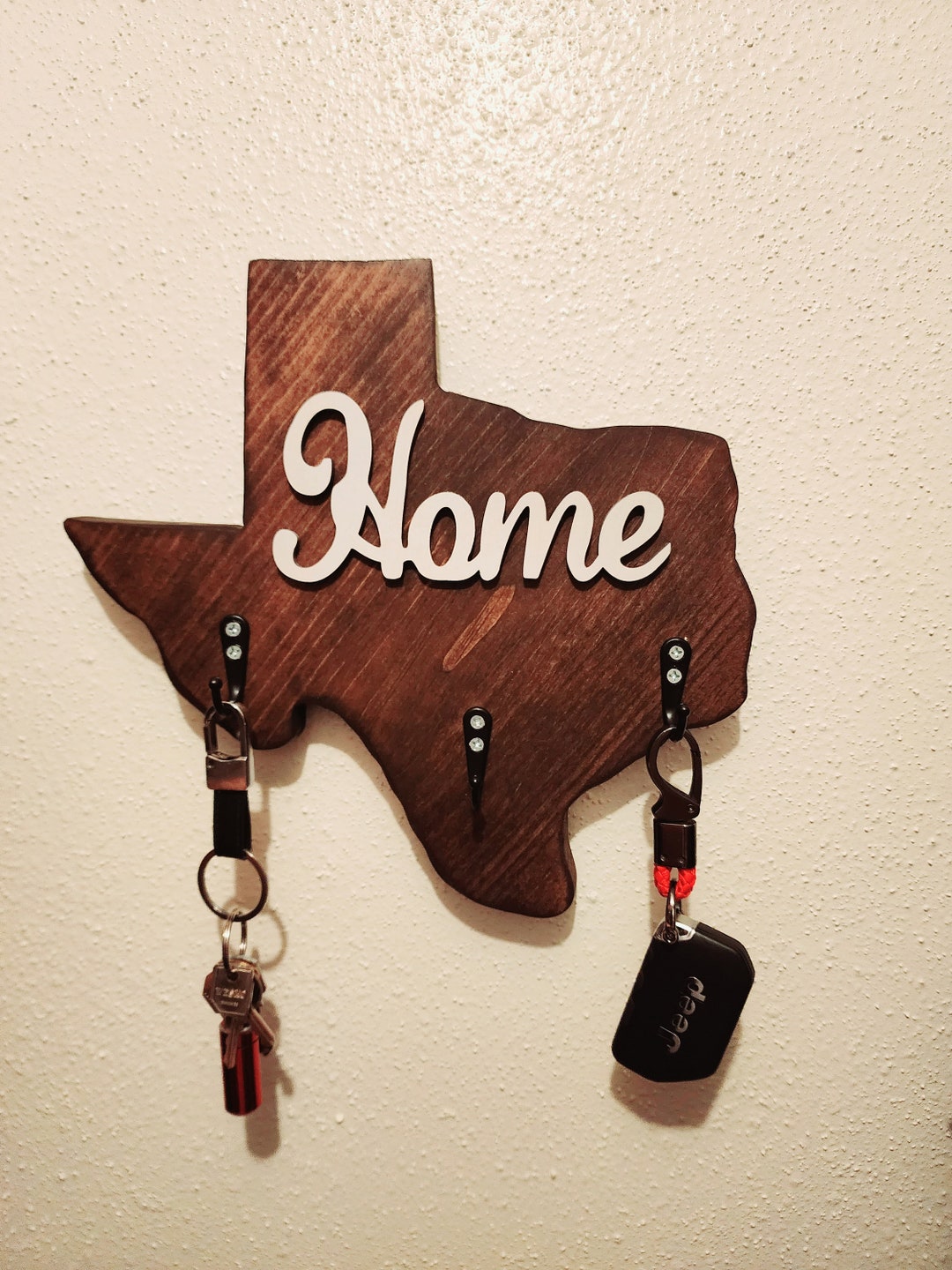 Texas Shaped Key Holder With Home Lettering - Etsy