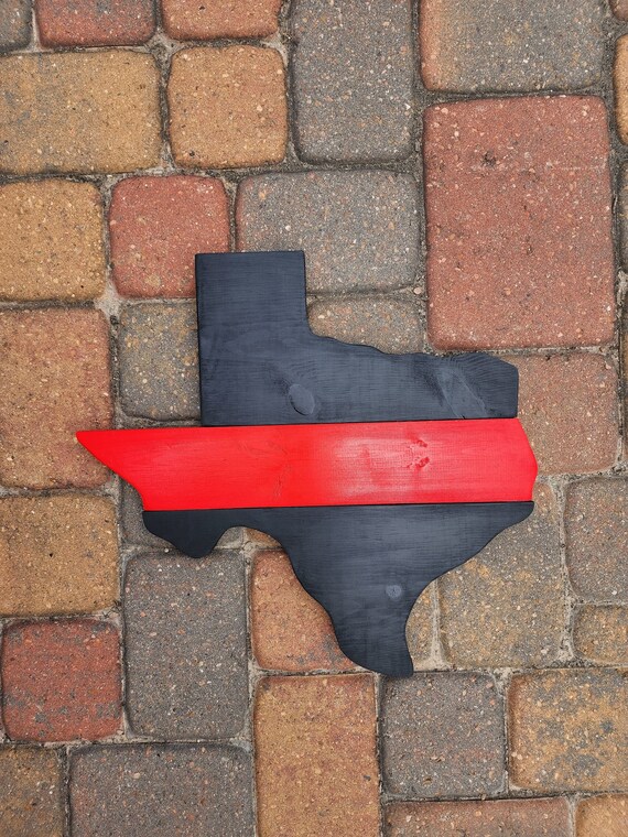 Thin Red Line Texas Shaped Decor - Etsy