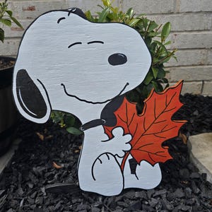Snoopy Fall Leaf Wooden Yard Art - Etsy