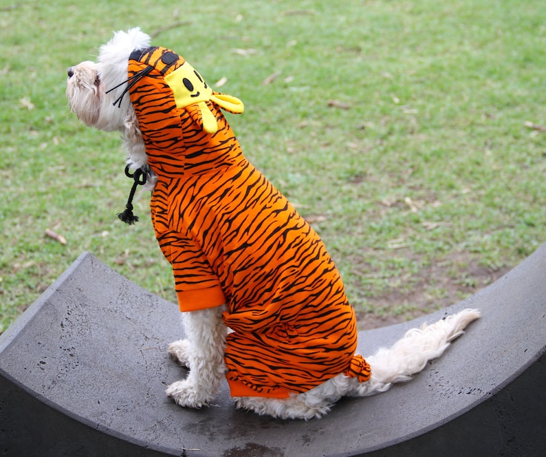 Tiger Dog Halloween Costume, Cotton, Tail and Hood With Ears, X Small ...