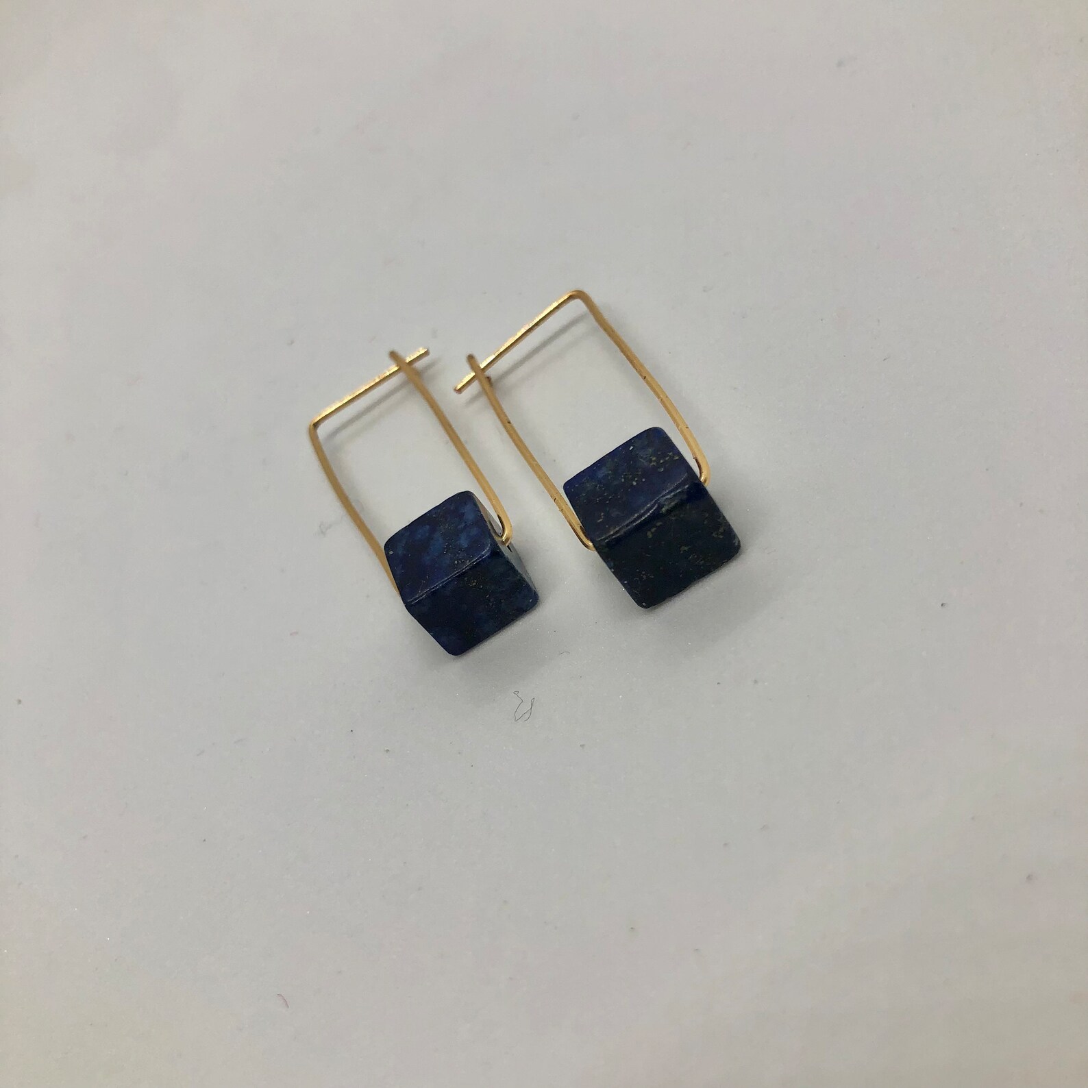 Lapis Cube Square Hoops Artisan Made Minimal Gift for Her Special Occasion - Etsy
