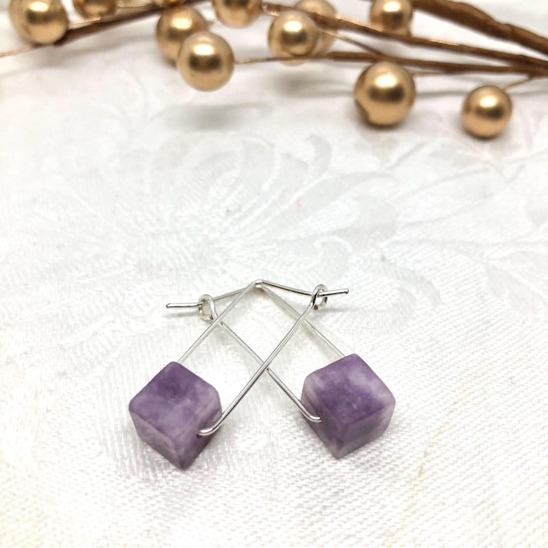 Lepidolite Hoop Earrings - Etsy