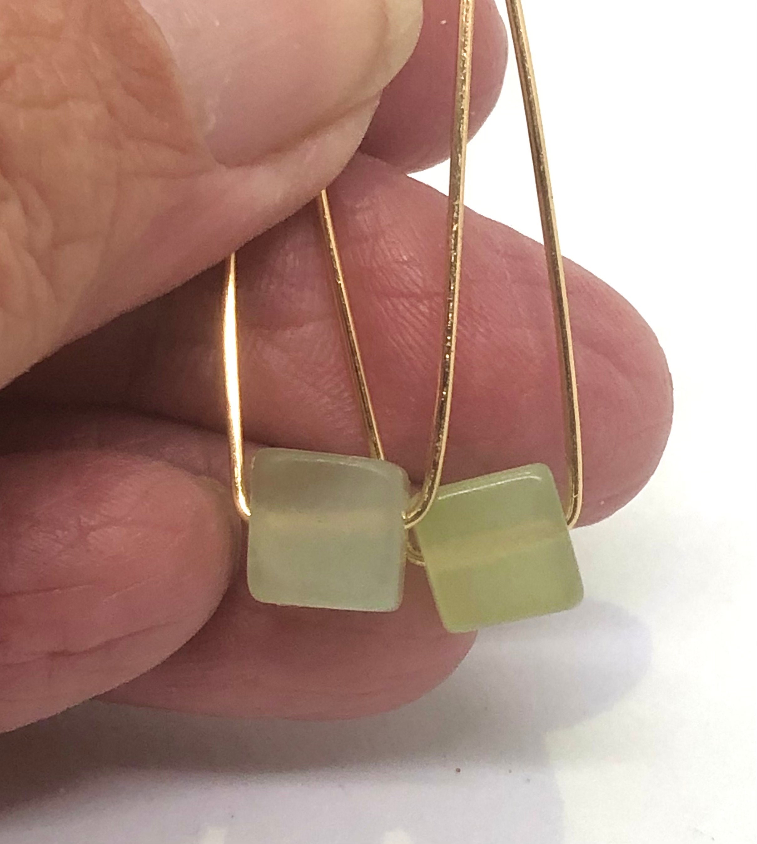 Jade Cube Square Hoops Artisan Made Minimal Gift for Her Special ...