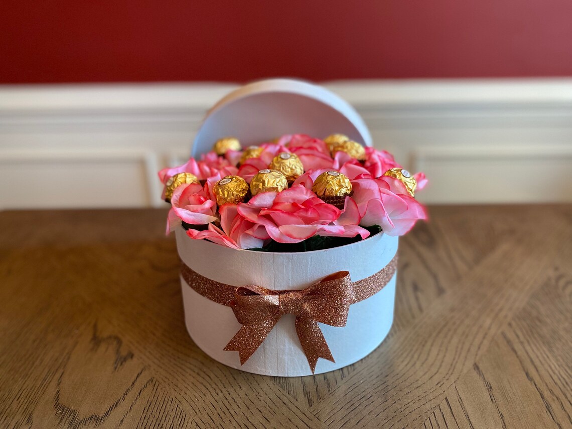 Roses in a Round Box ferrero Rocher Chocolates - Etsy Canada