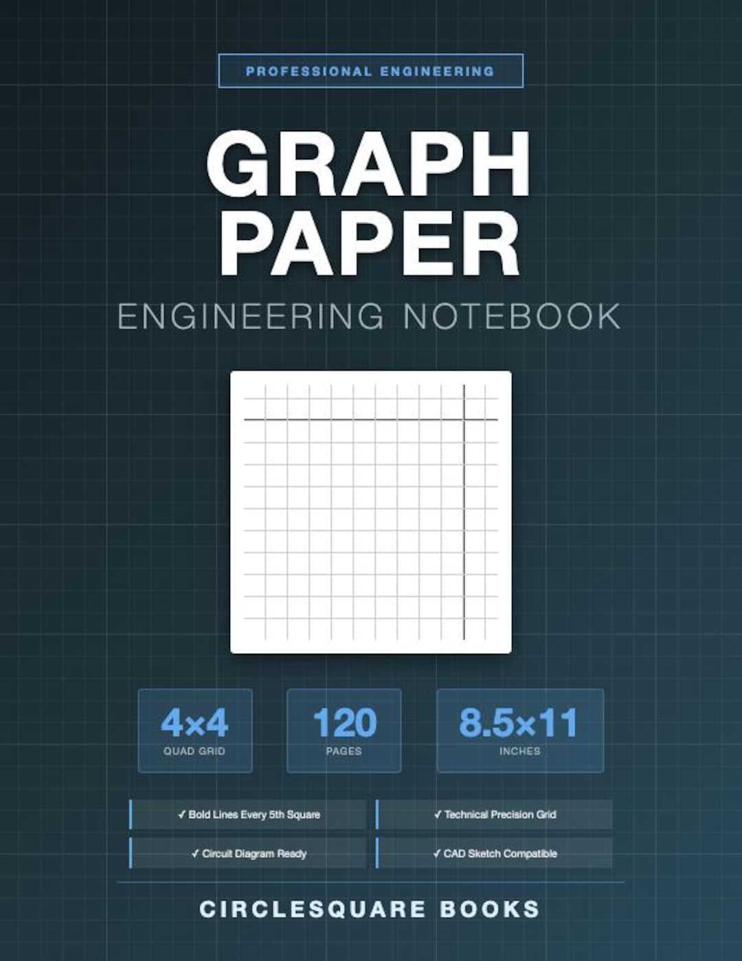 Engineering Graph Paper Notebook | Bold Grid Every 5th Square | 4x4 ...