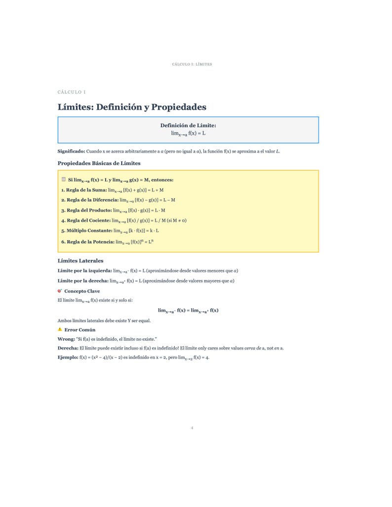 Guía De Cálculo En Español PDF Descarga | Fórmulas Cálculo 1 2 3 ...