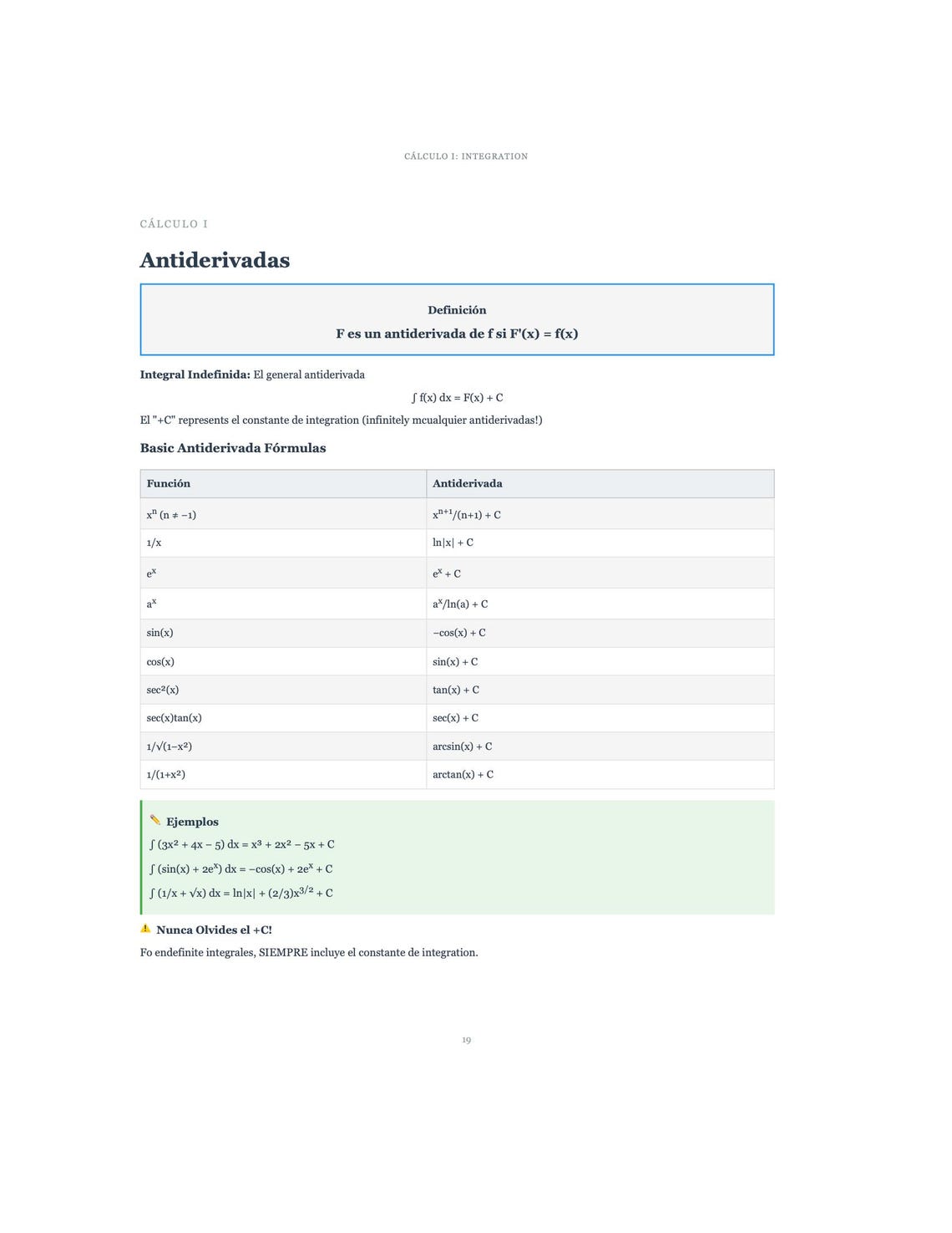 Guía De Cálculo En Español PDF Descarga | Fórmulas Cálculo 1 2 3 ...