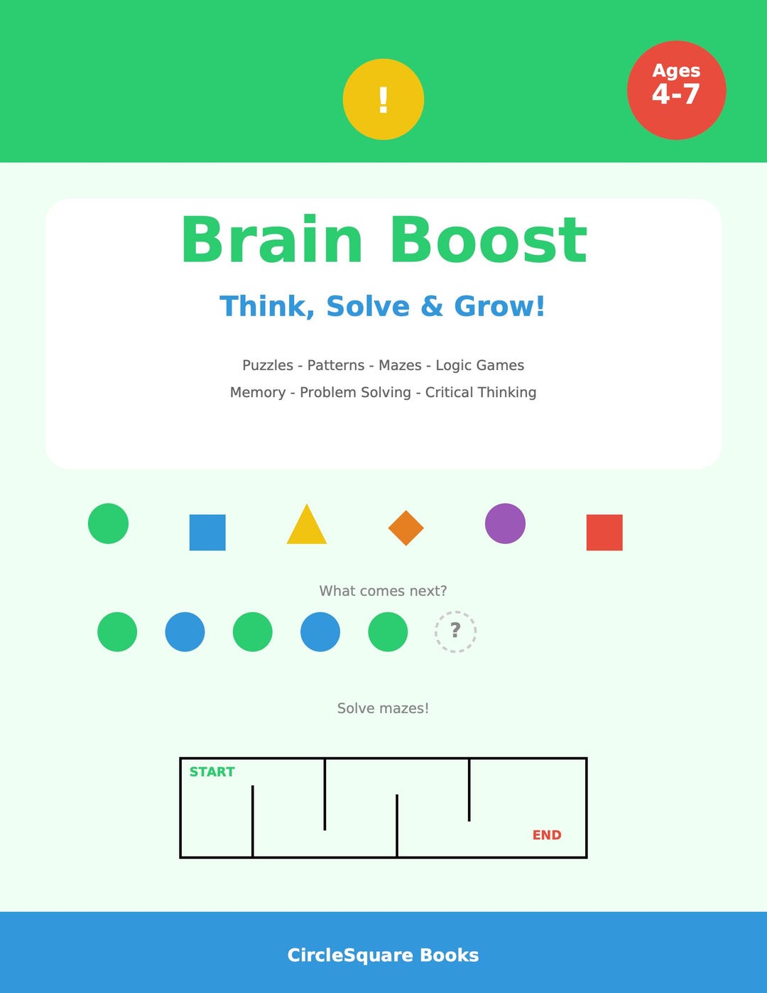 Brain Boost Activity Book Printable | Puzzles Mazes Logic Games for ...