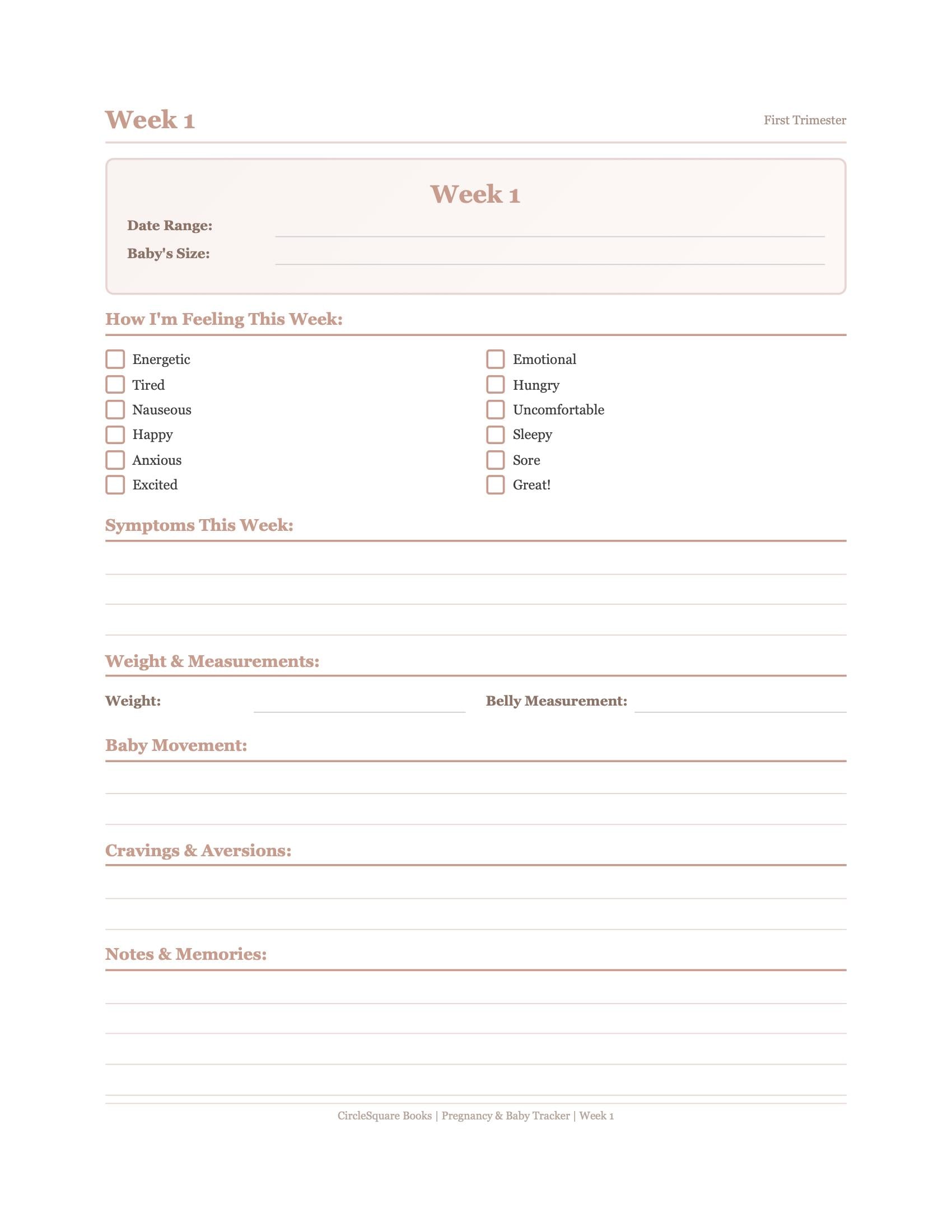 Pregnancy & Baby Tracker Printable | Week by Week | First Year ...