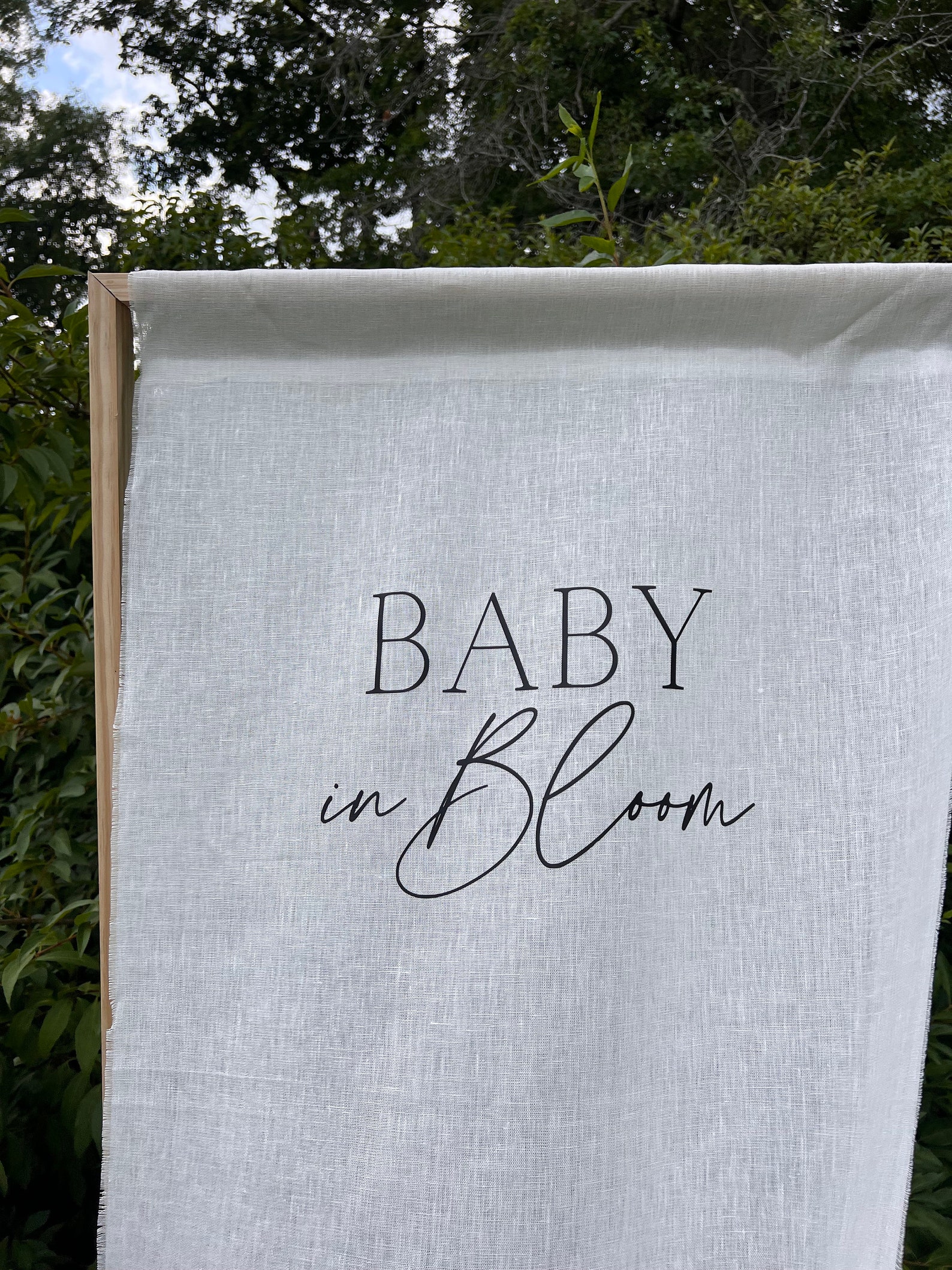 Linen Fabric Baby Shower Sign | Baby in Bloom - Etsy