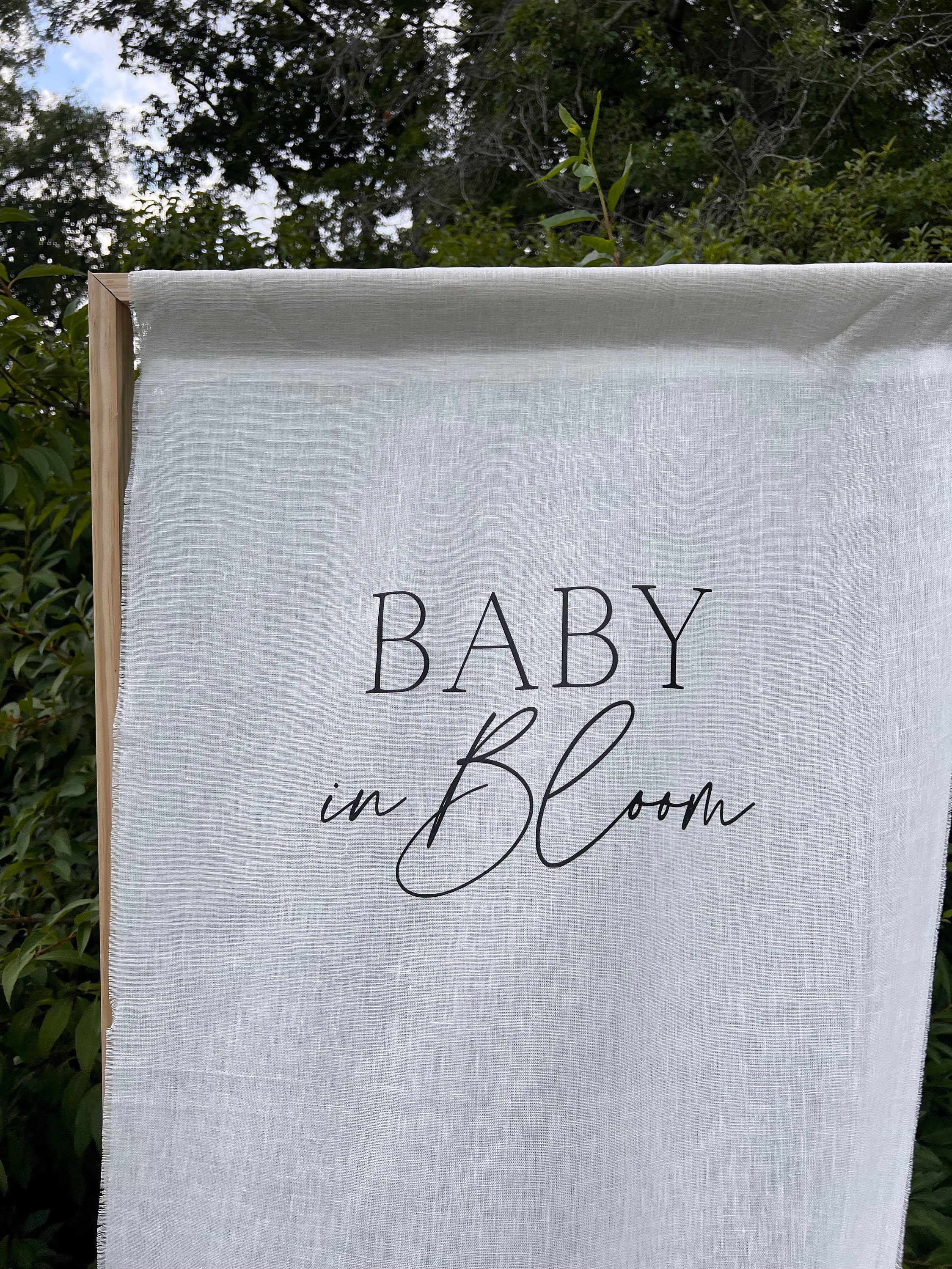 Linen Fabric Baby Shower Sign Baby in Bloom - Etsy