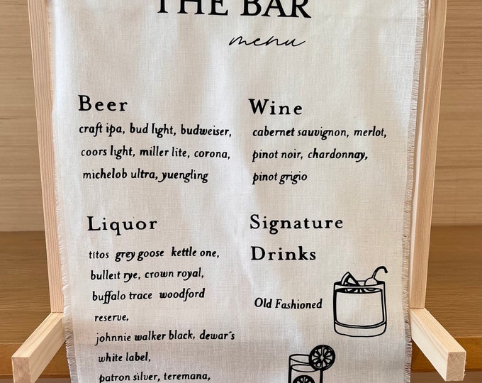 Linen Fabric Wedding Bar Sign - Etsy Canada
