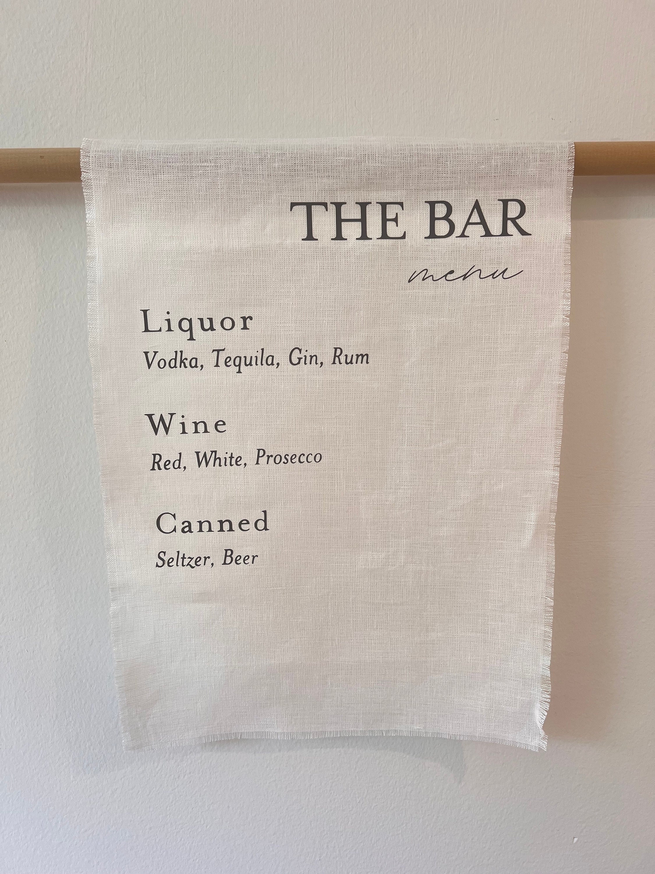 Linen Fabric Wedding Bar Sign - Etsy