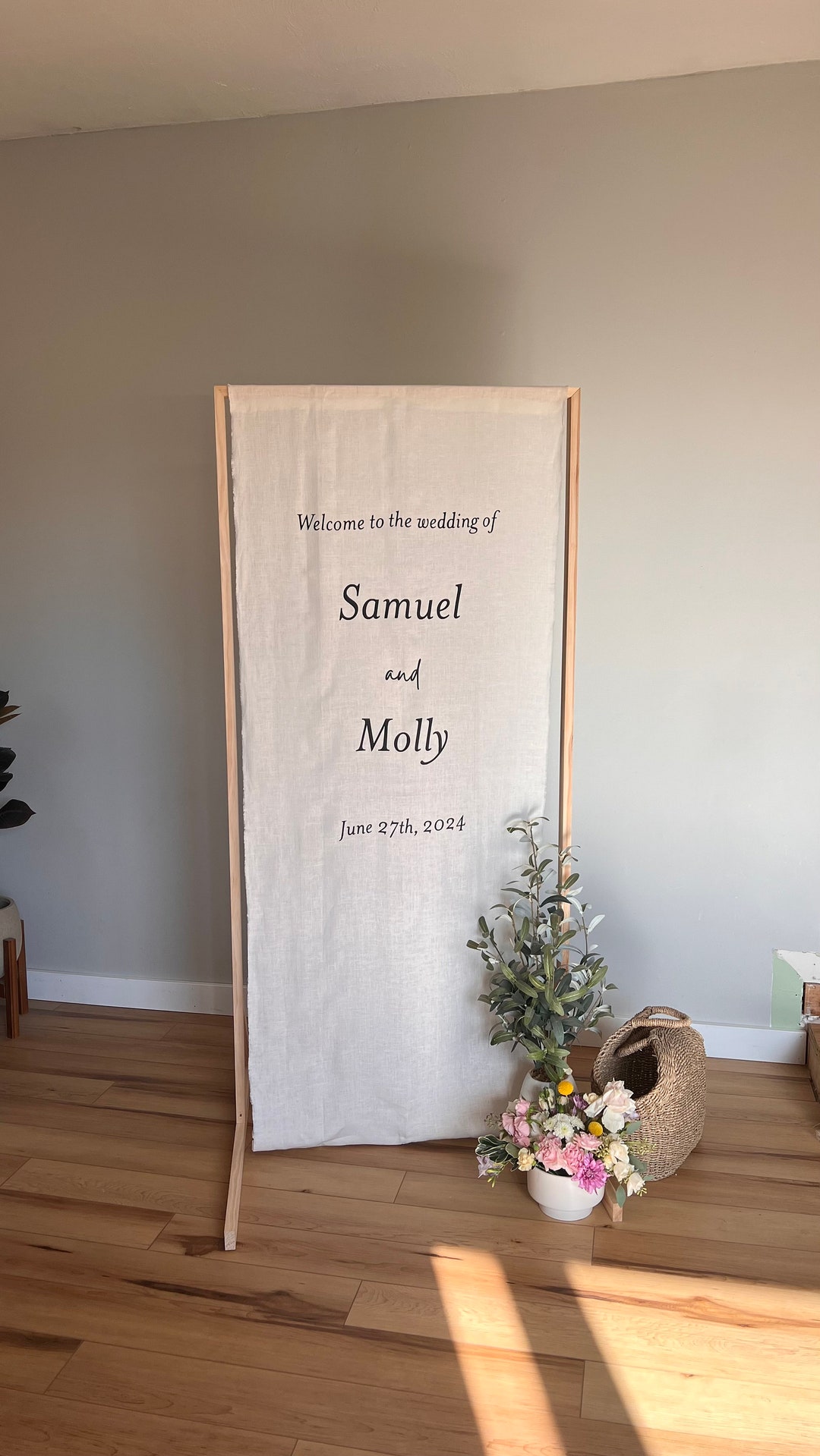 Linen Fabric Wedding Welcome Sign - Etsy