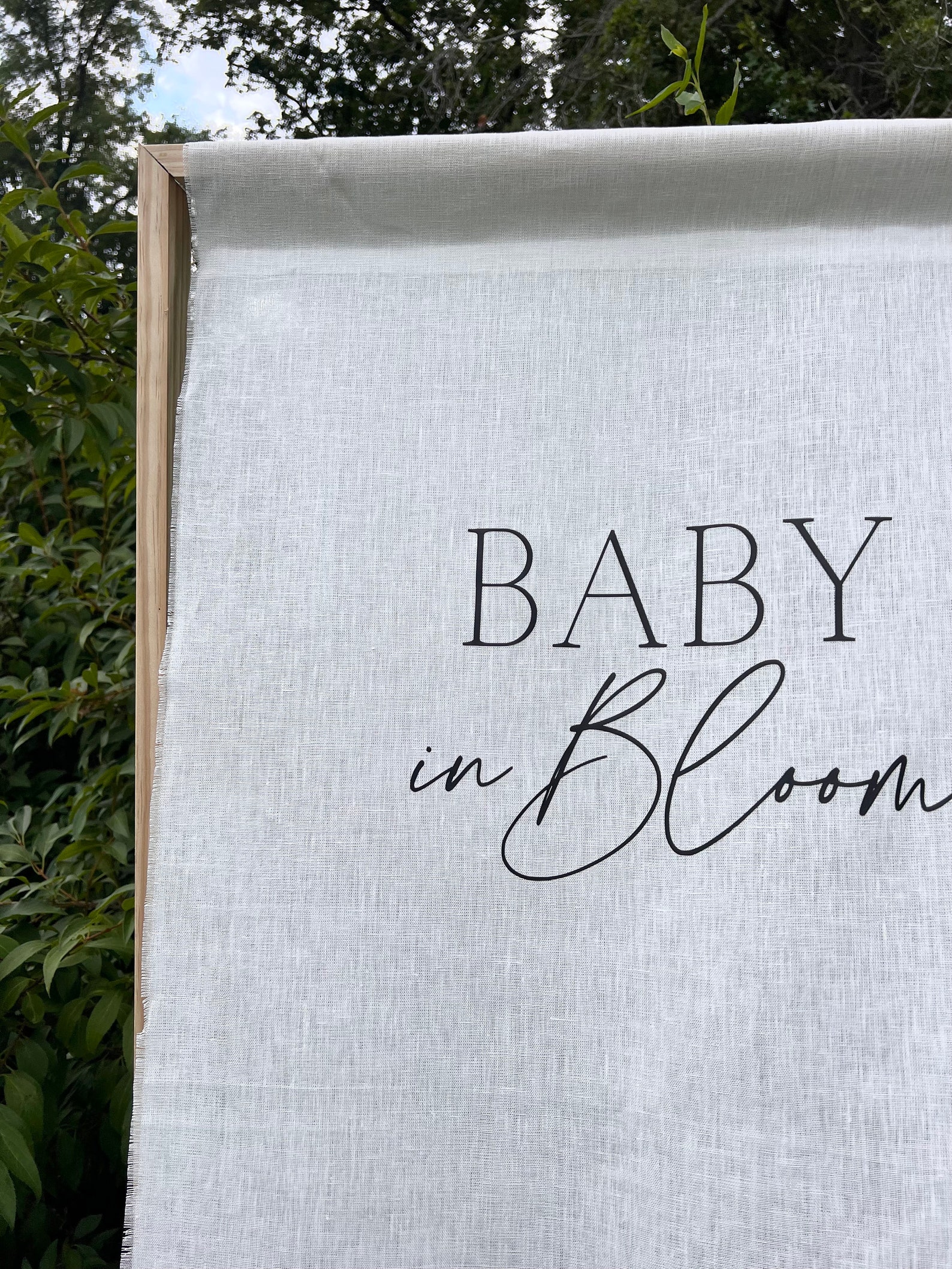 Linen Fabric Baby Shower Sign Baby in Bloom - Etsy