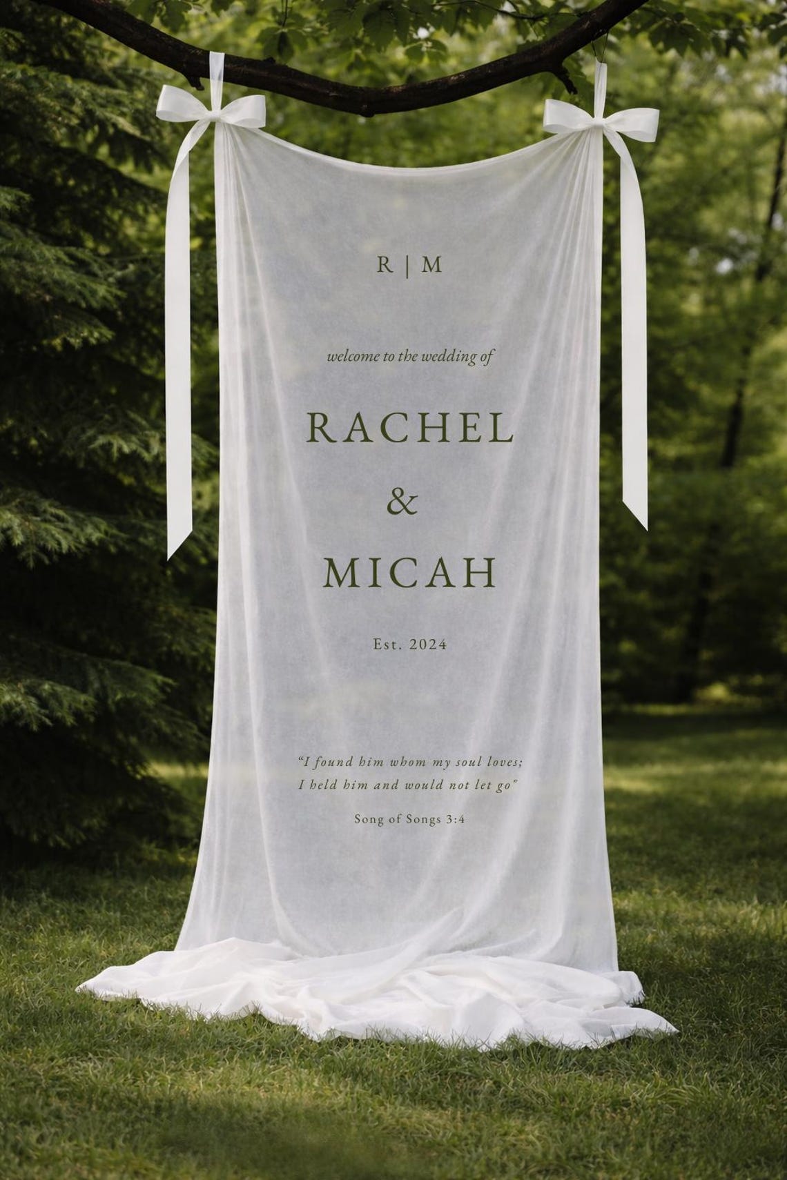 Linen Fabric Wedding Welcome Sign | Modern, Classic Customizable Design ...