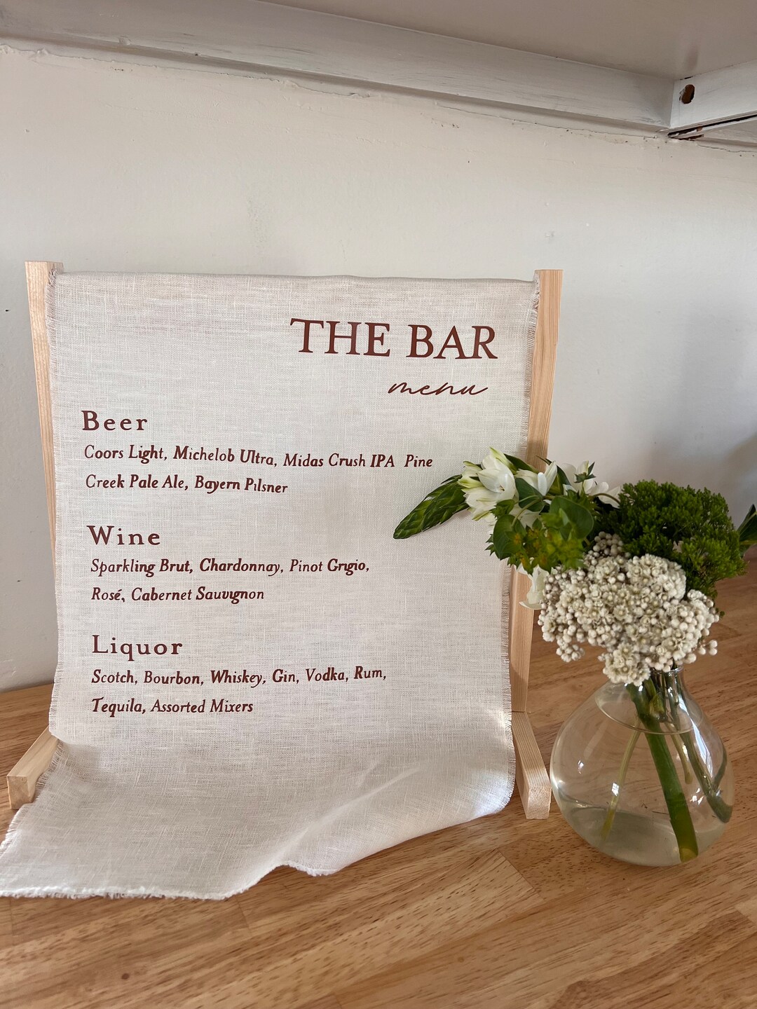Linen Fabric Wedding Bar Sign - Etsy