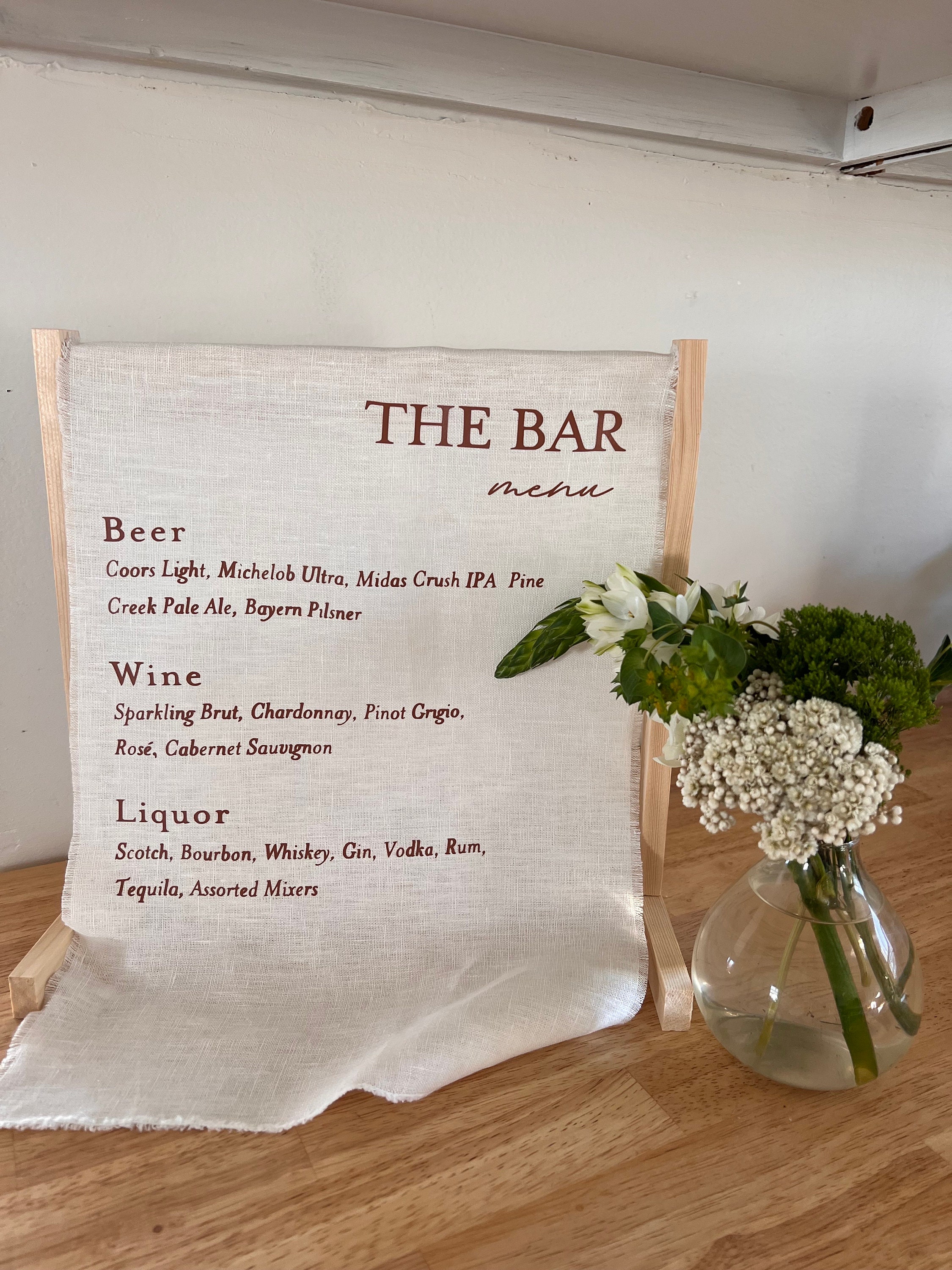 Linen Fabric Wedding Bar Sign - Etsy